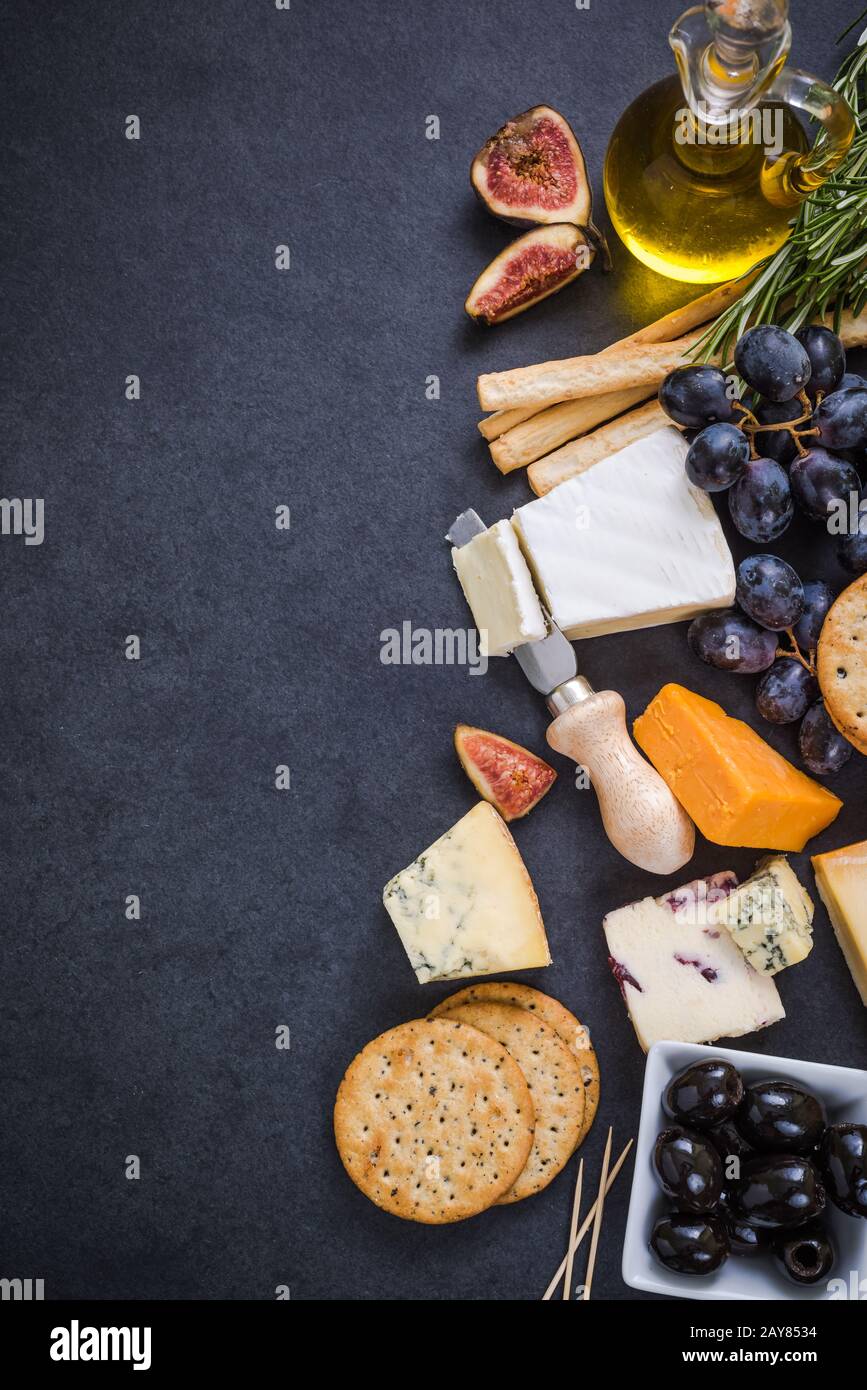 cheese selection border background Stock Photo - Alamy