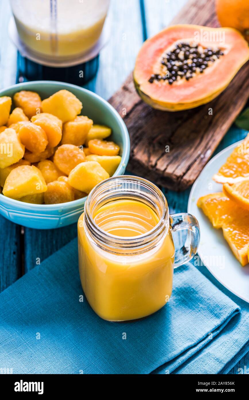blended exotic fruit smoothie Stock Photo - Alamy