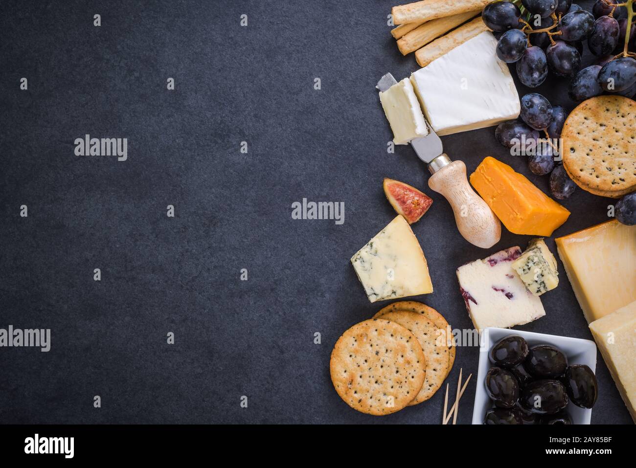 cheese selection border background Stock Photo - Alamy