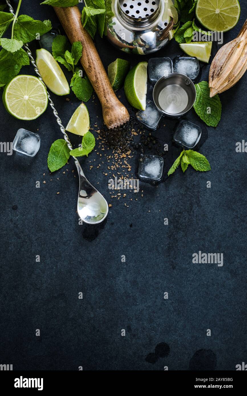 ingredients for cuban mojito cocktail Stock Photo - Alamy
