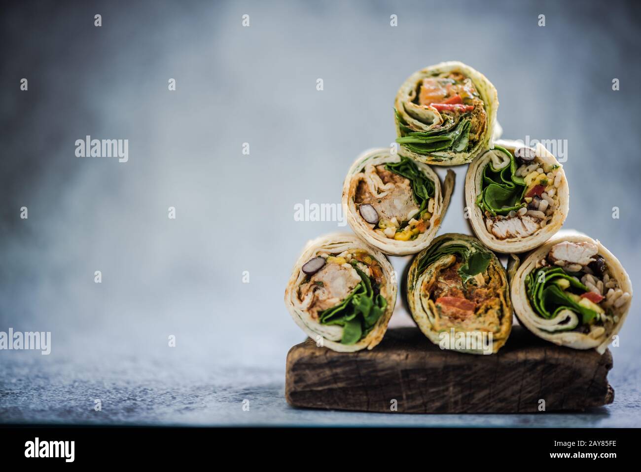 stack of mexican street food fajita wrap Stock Photo - Alamy