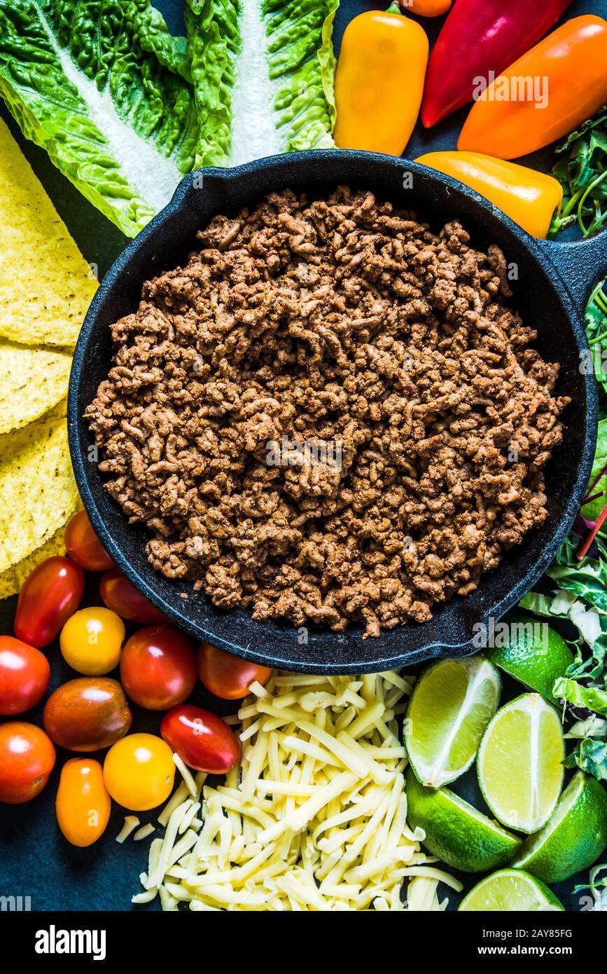 Mexican tacos, food border background recipe, overhead Stock Photo - Alamy