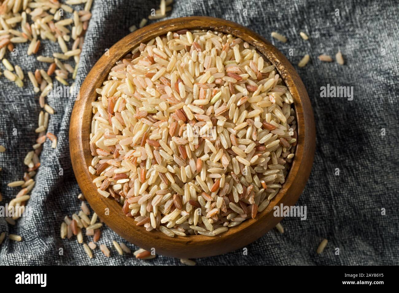 Raw Organic Volcano Brown Rice in a Bowl Stock Photo - Alamy