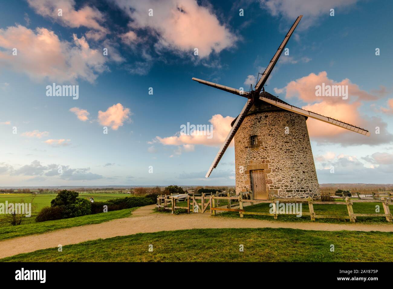 Taditional ancient windmill in France Stock Photo - Alamy