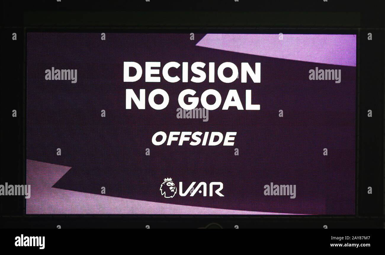 The big screen shows that Wolverhampton Wanderers' Willy Boly's goal is ...