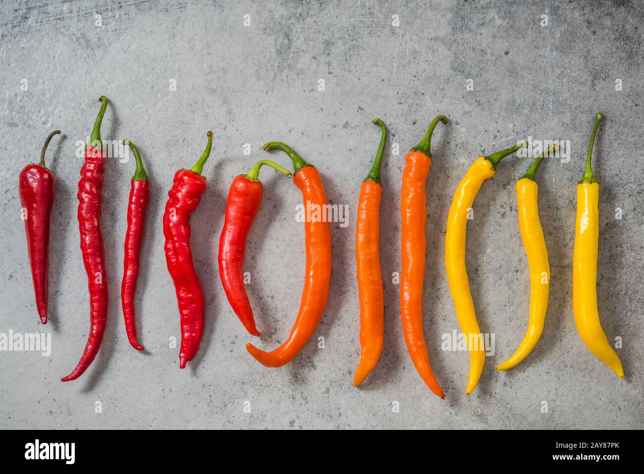 Colorful vibrant peppers, hot scale Stock Photo - Alamy