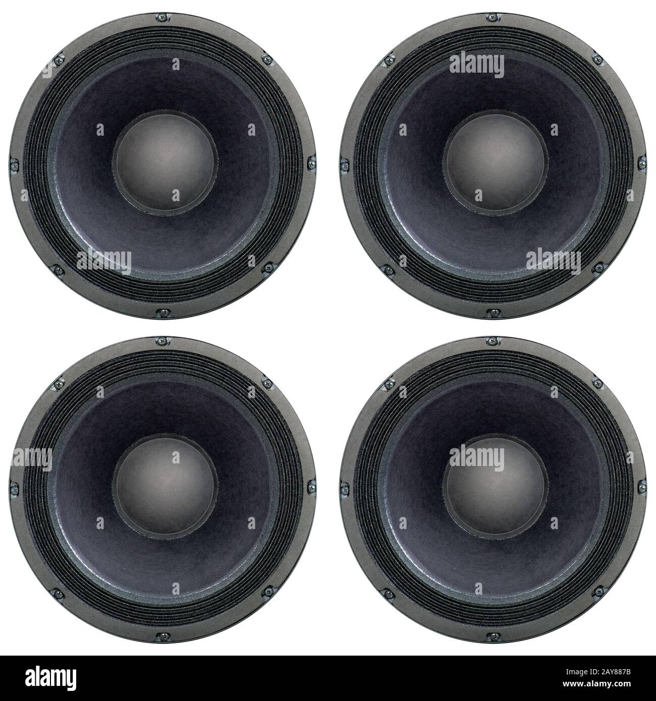 4 square arranged loudspeakers as texture isolated on white Stock Photo ...