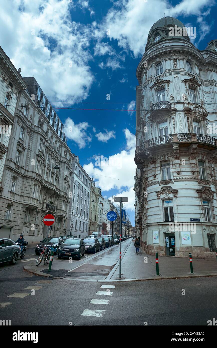 Cityscape views of one of Europe's most beautiful town- Vienna. Peoples ...