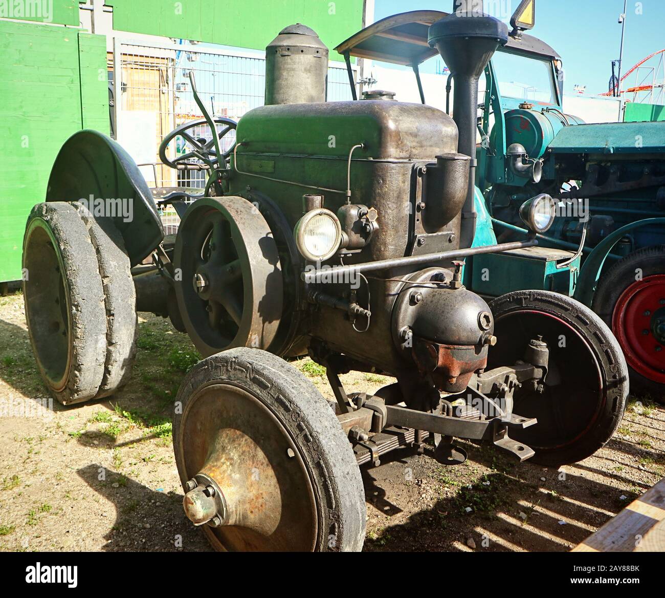 MUNICH, GERMANY Old agricultural steam machine in display at Oide Wiesn ...