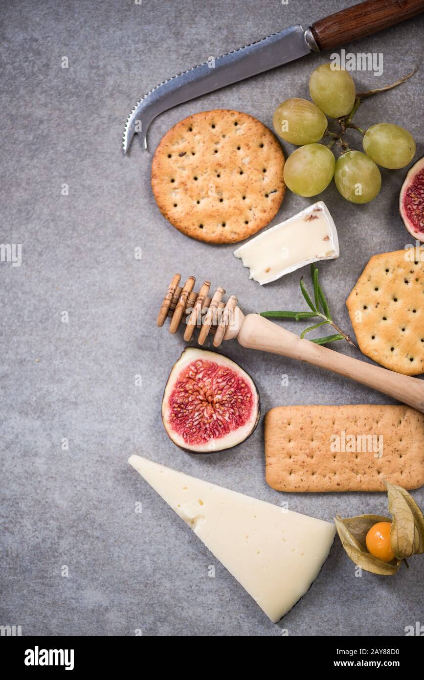 Cheese selection, food border frame,overhead Stock Photo - Alamy