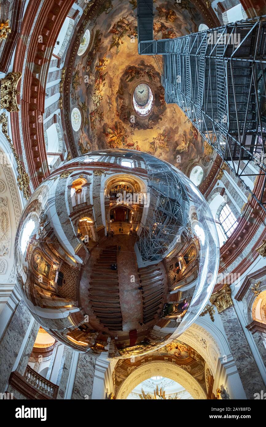 Karlskirche or St. Charles Church interior. It is a baroque church ...