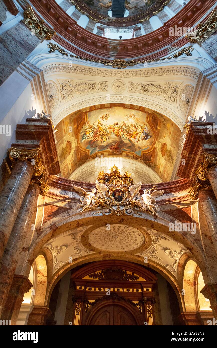 Karlskirche or St. Charles Church interior. It is a baroque church ...