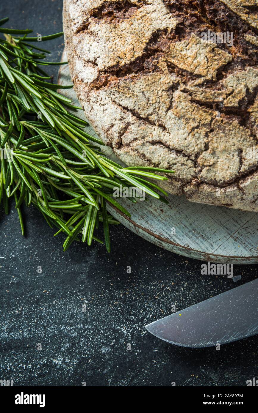 Home baked bread, food border background Stock Photo - Alamy