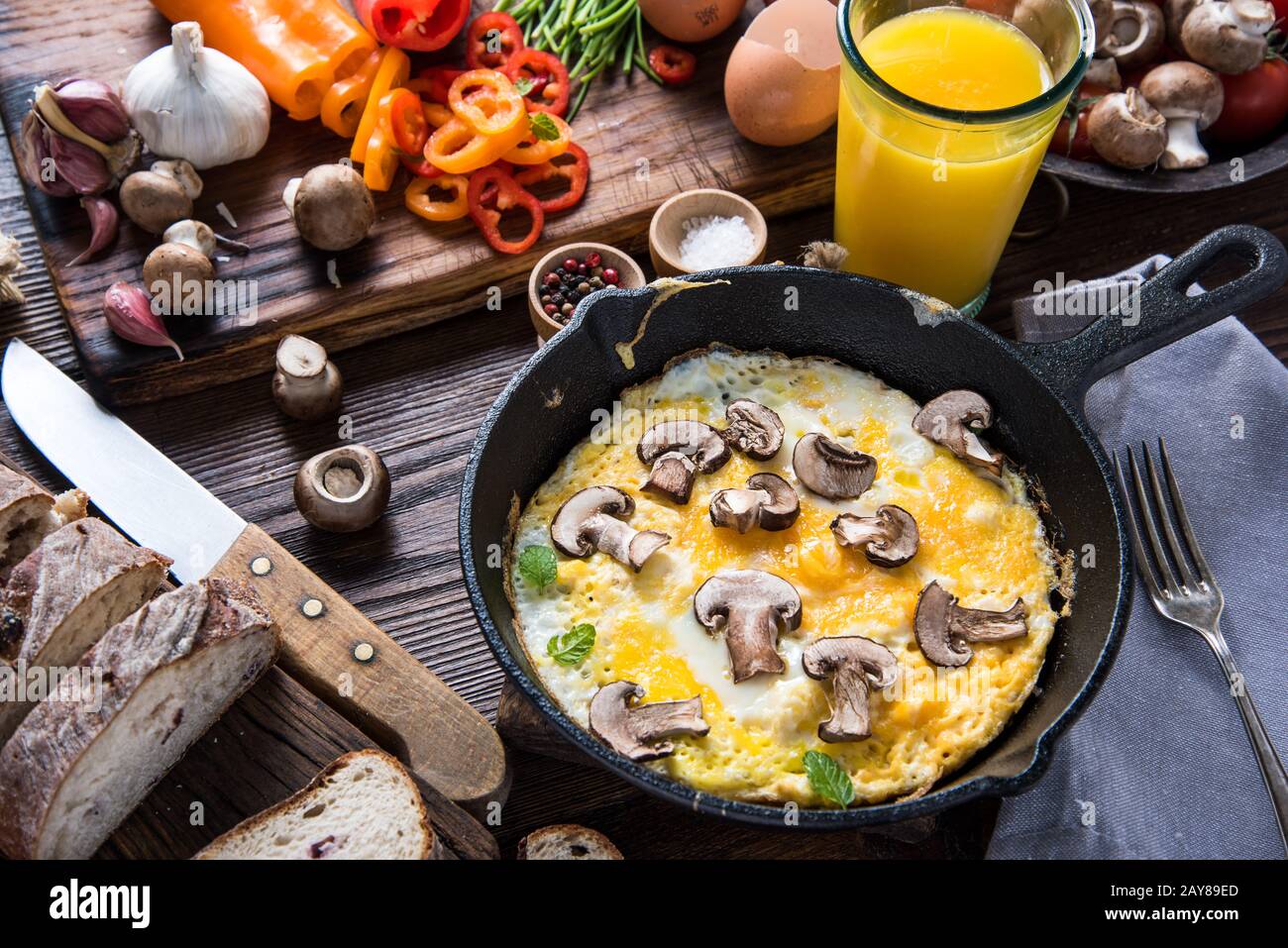 Healthy and classic brunch, simple scrambeld eggs Stock Photo - Alamy