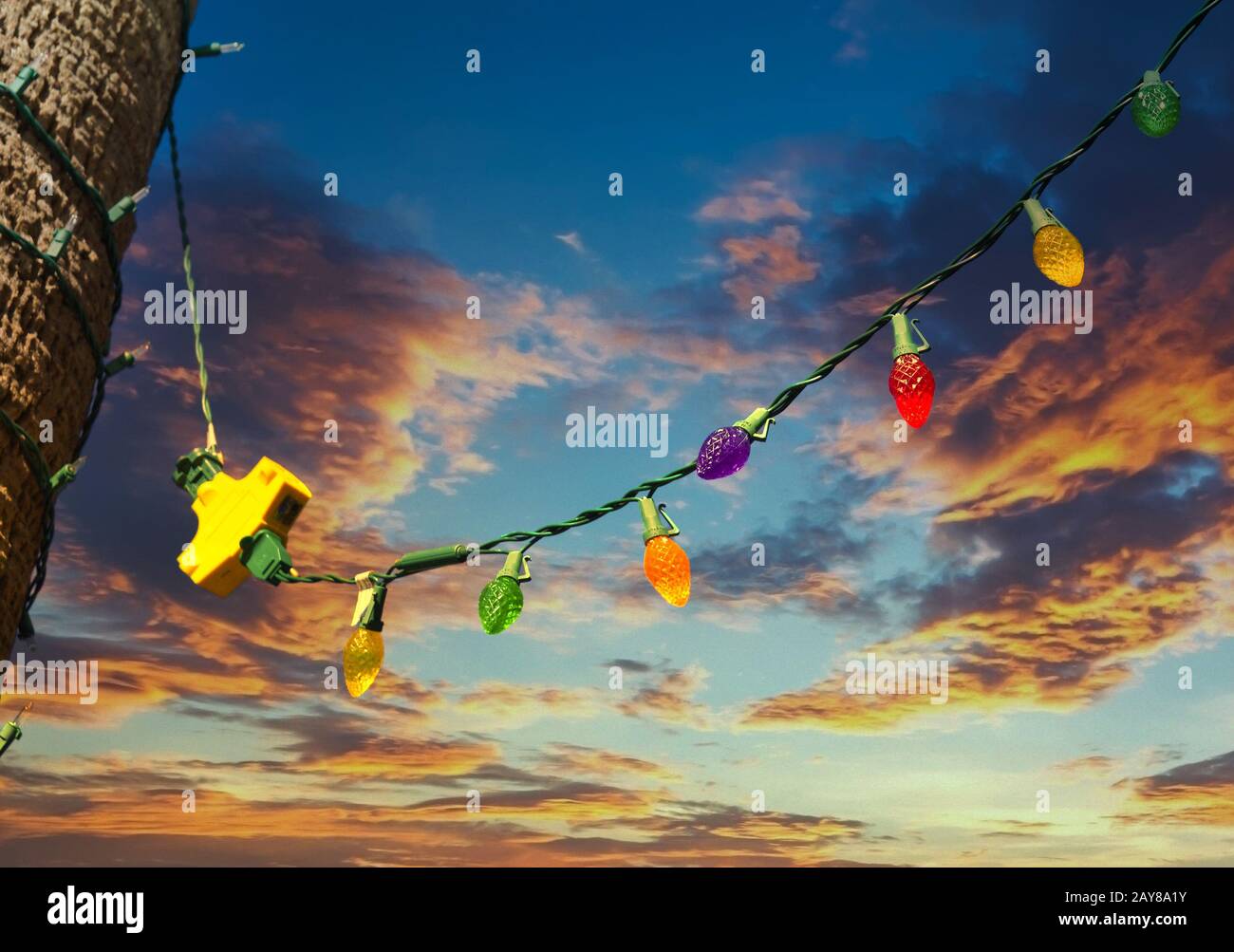 Decorative lights strung across hi-res stock photography and images - Alamy
