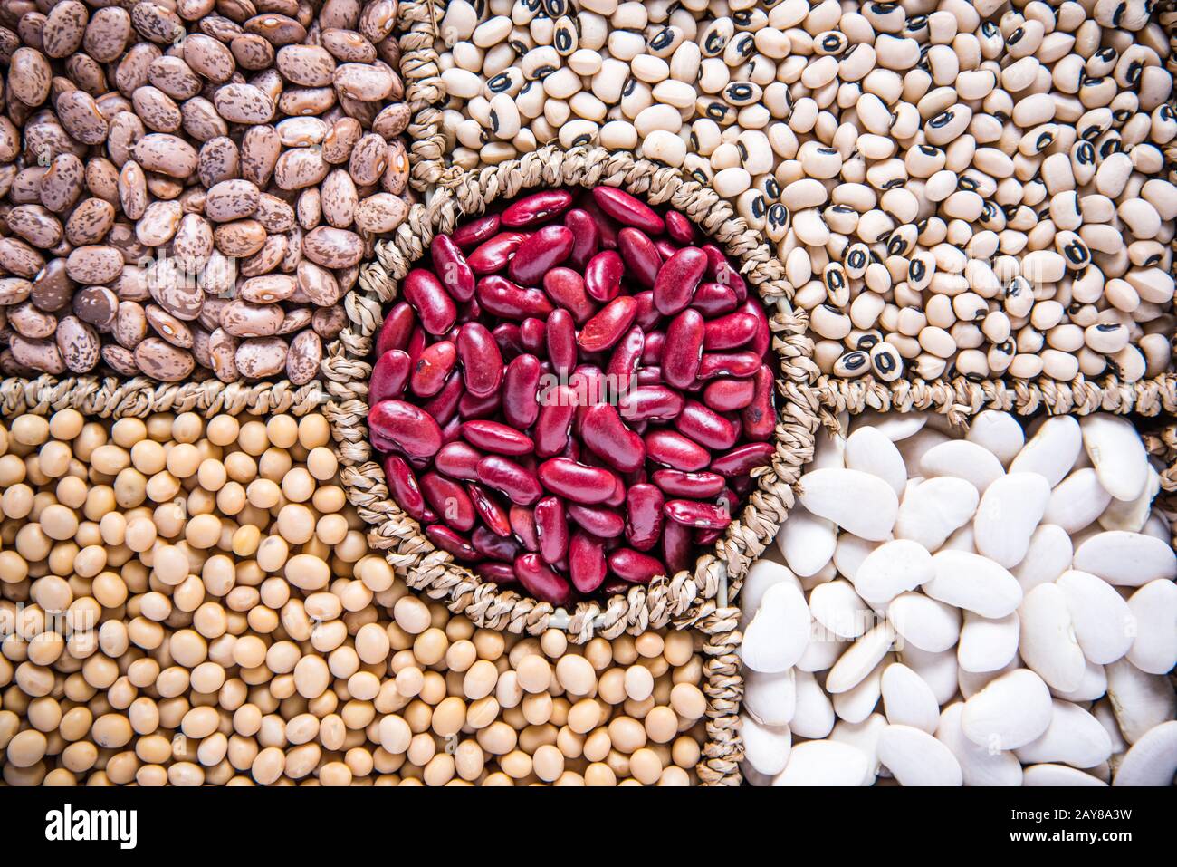 Beans selection background Stock Photo - Alamy