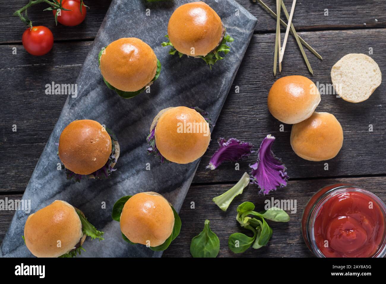 homemade mini beef burgers Stock Photo - Alamy
