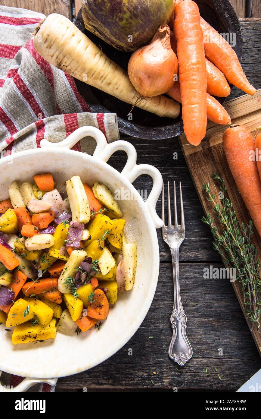 Simple food,roasted vegetables Stock Photo - Alamy