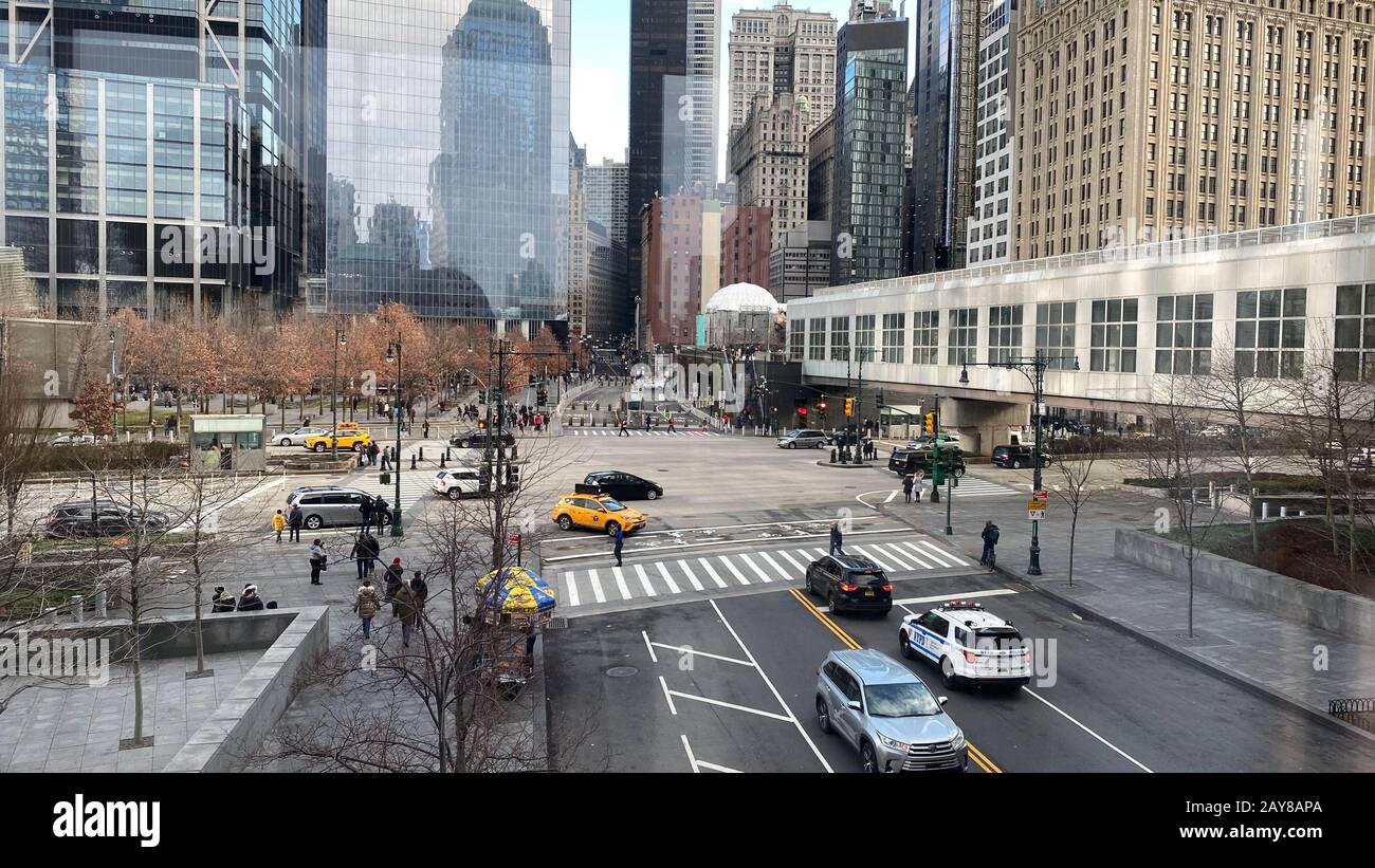 View from a window in Brookfield Place showing a walkway at the World ...
