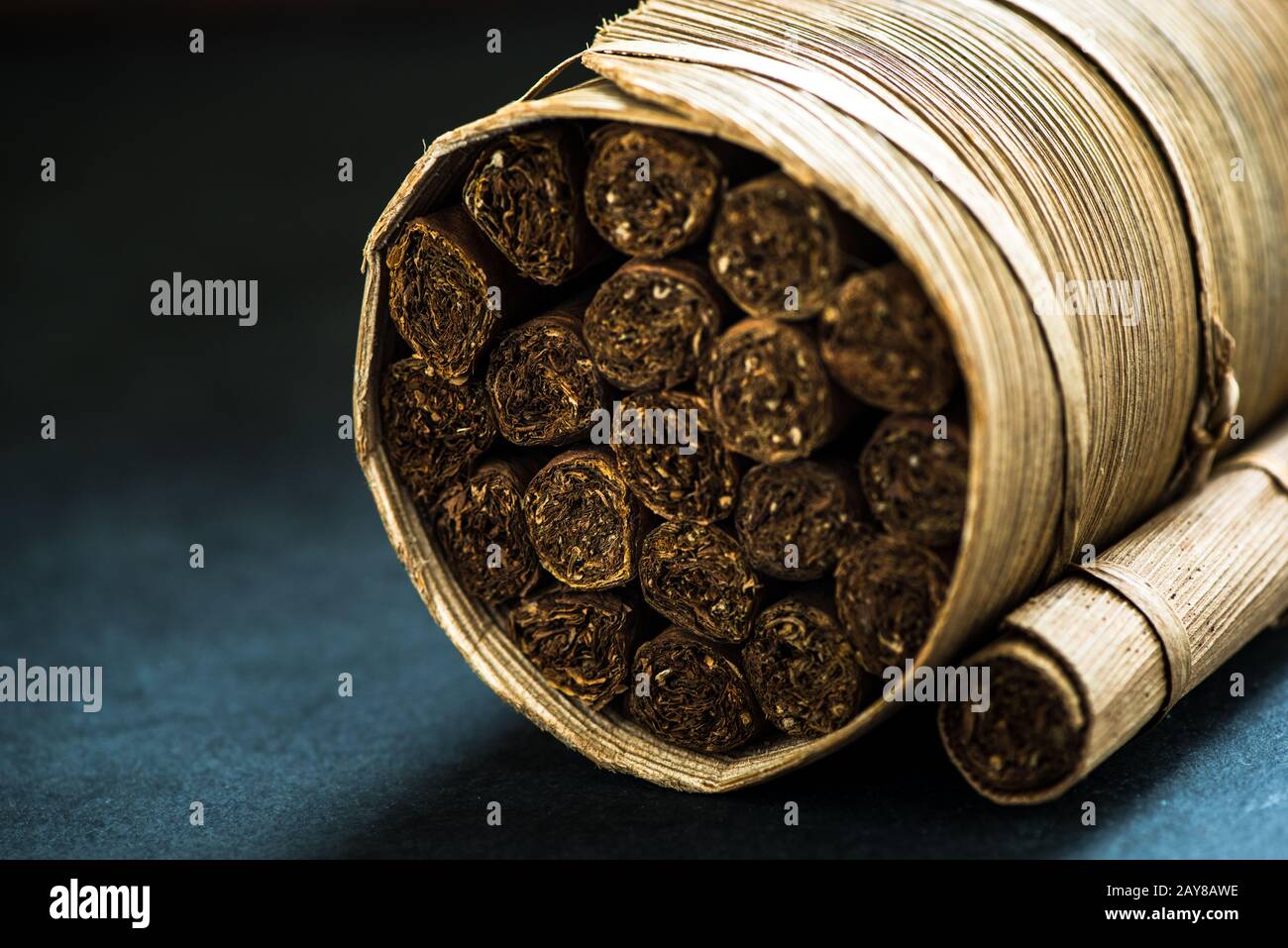 Cuban cigars in traditional palm leafs box Stock Photo - Alamy