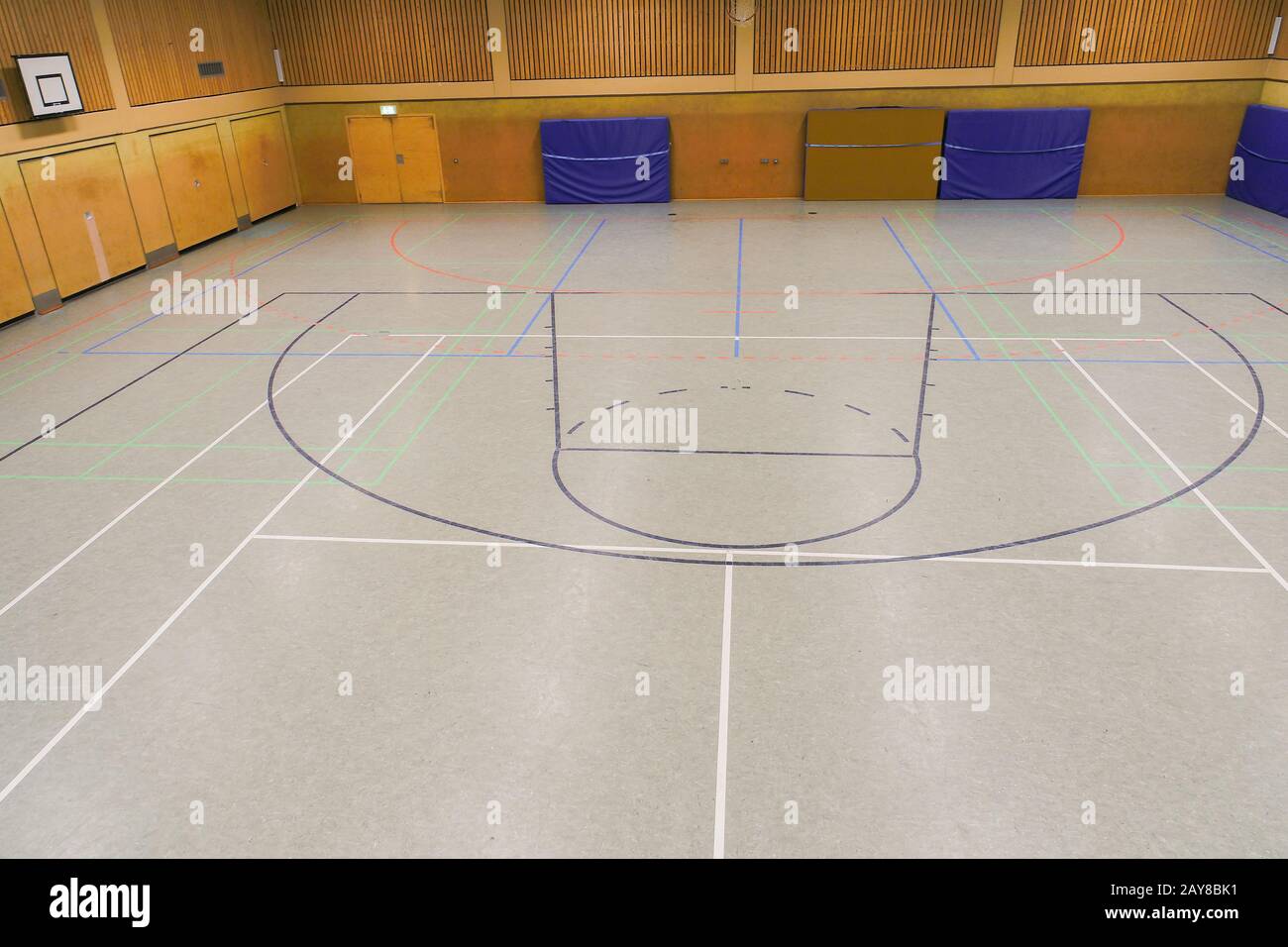 Basketball Hall and Handball Hall floor in a gym Stock Photo - Alamy