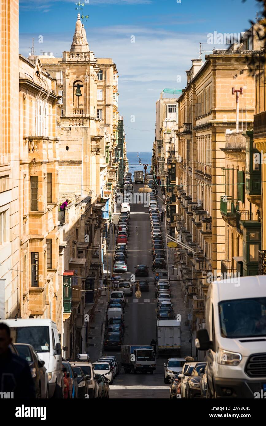 Street view in Valletta,Malta Stock Photo - Alamy