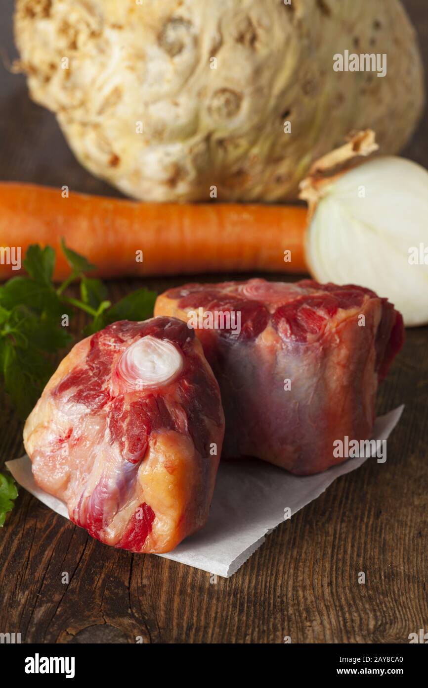 Raw ox tail with ingredients hi-res stock photography and images - Alamy