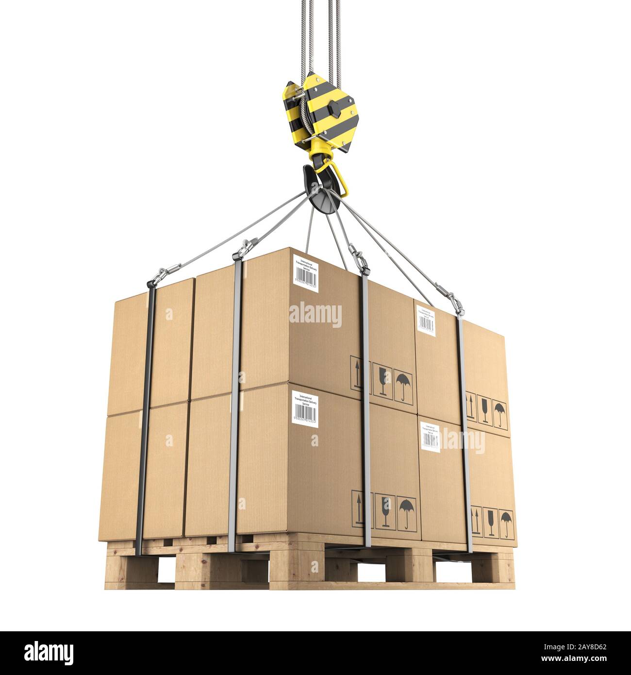 Crane loading cargo box Cut Out Stock Images & Pictures - Alamy
