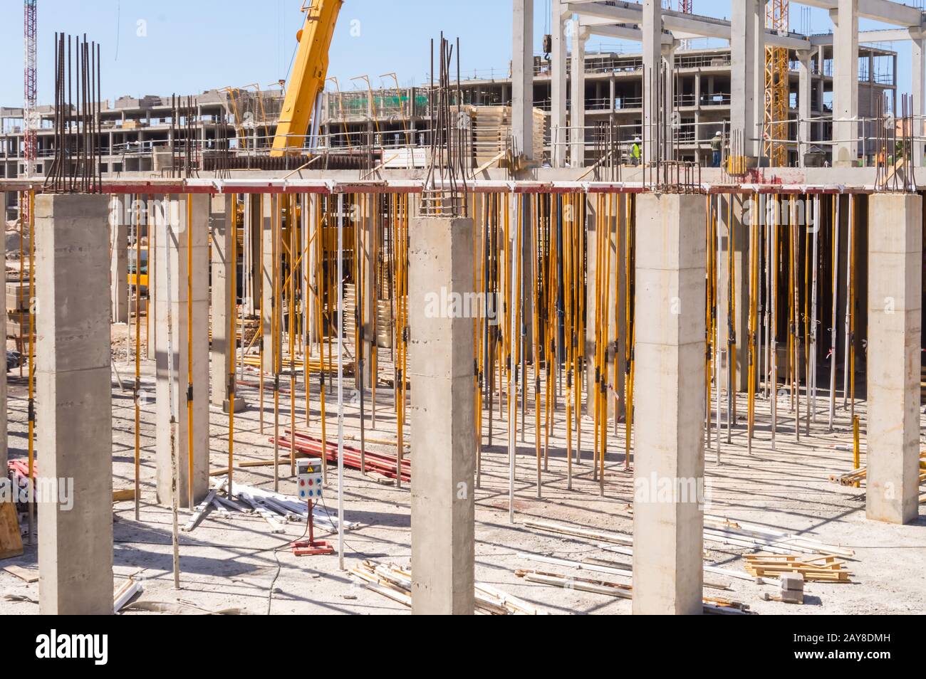 Stanchion and reinforcement of the pillars on a new construction of a ...