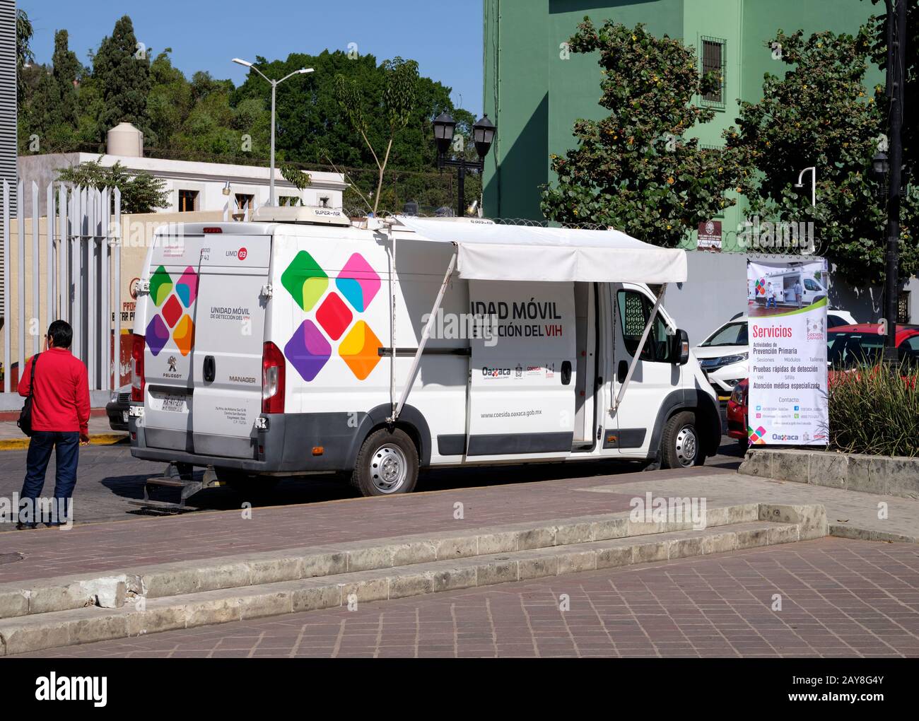 Mobile HIV detection van in Oaxaca, Mexico Stock Photo - Alamy