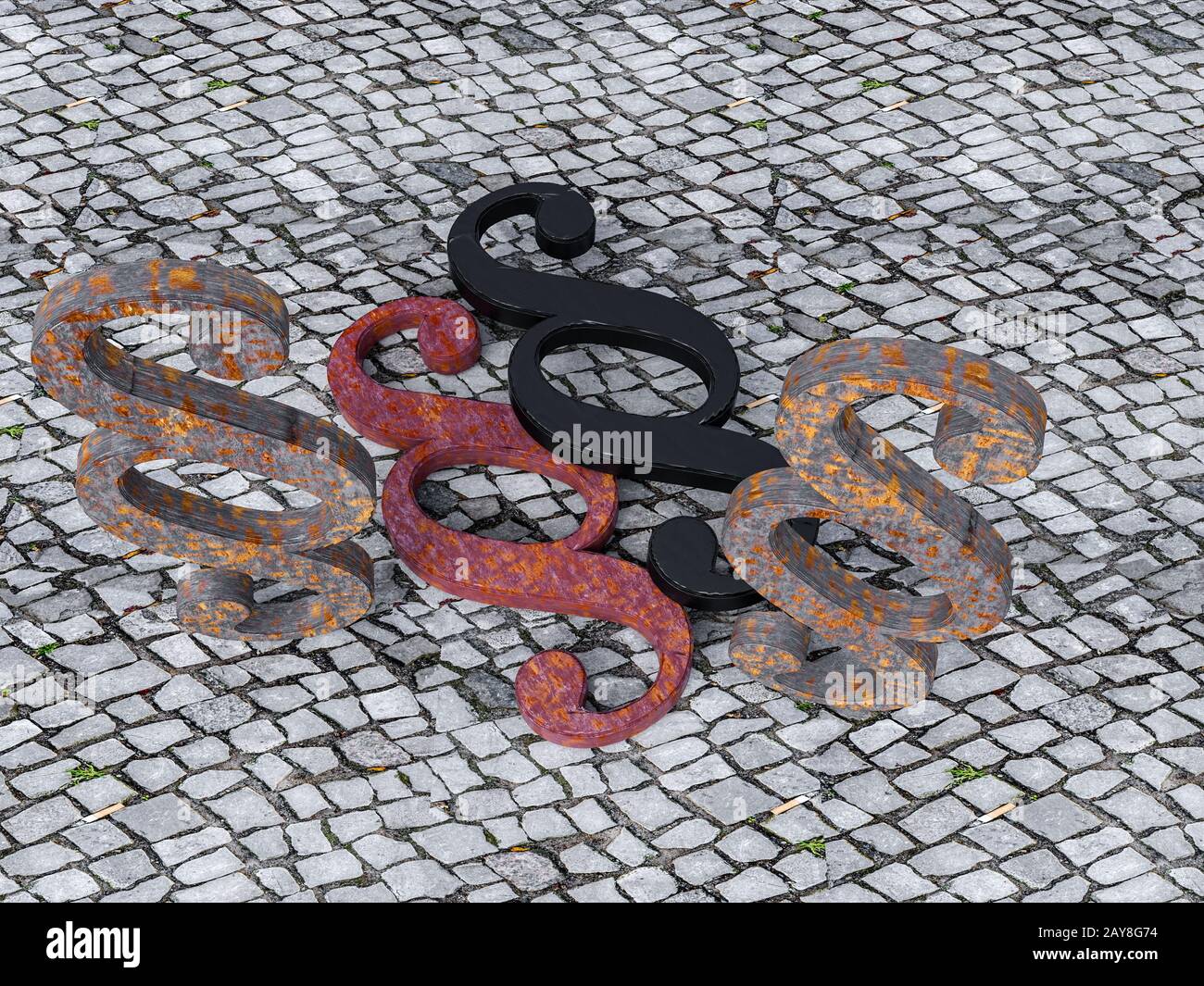 Rusty paragraphs, symbol for outdated laws Stock Photo - Alamy