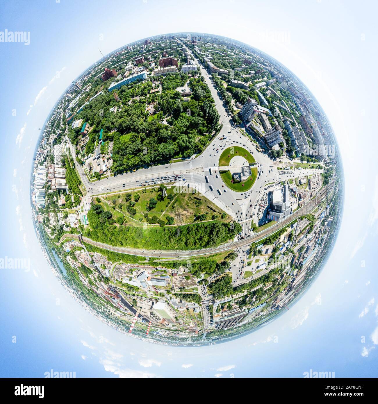 Aerial city view with roads, houses and buildings Stock Photo - Alamy