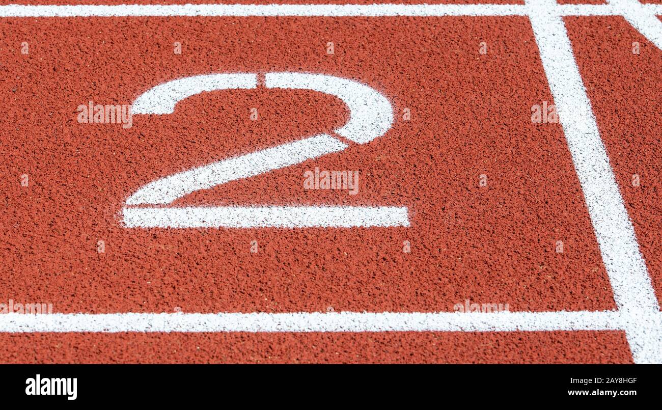 Runway mark on an athletics track Stock Photo - Alamy