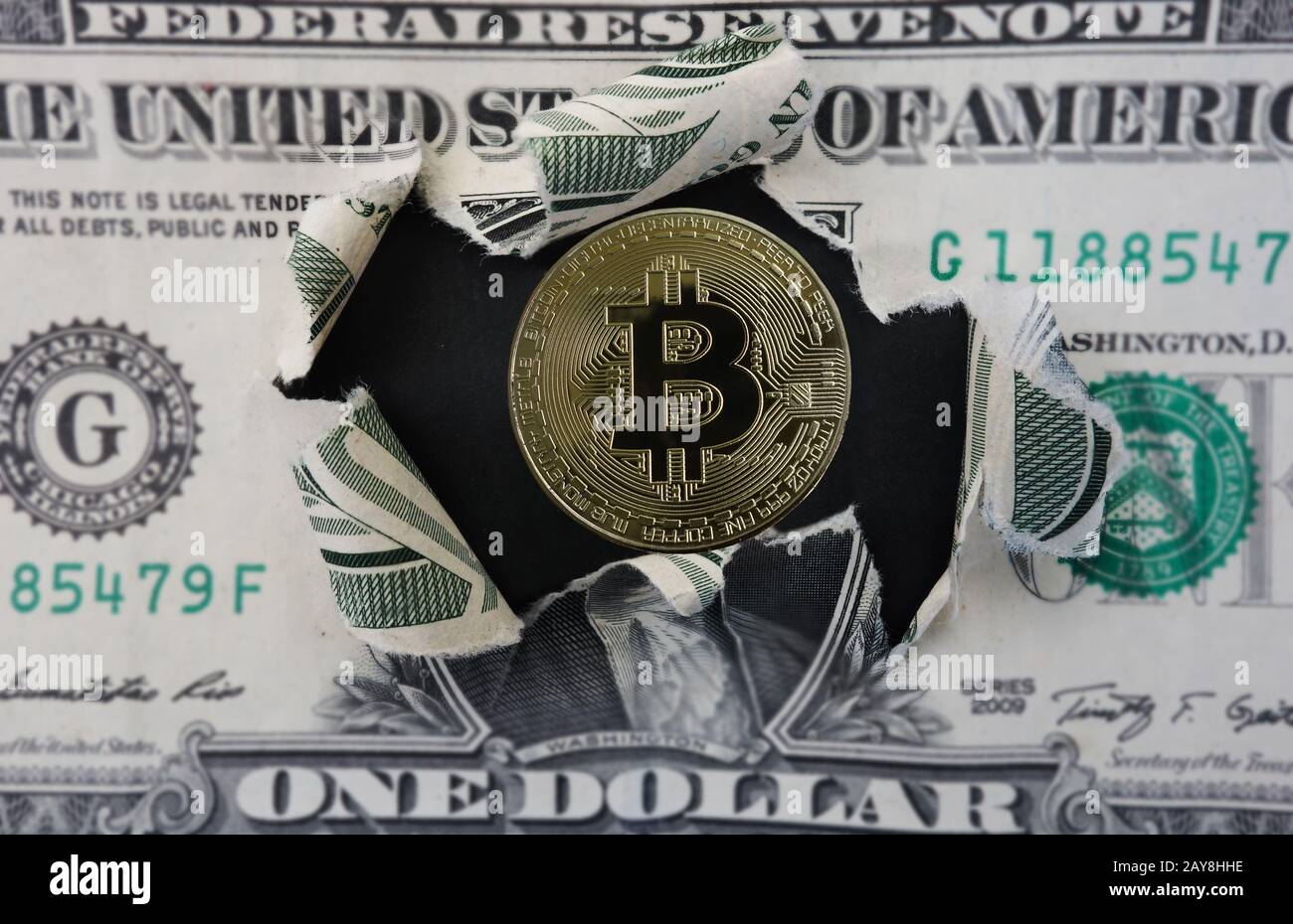 Bitcoin and dollar Stock Photo - Alamy