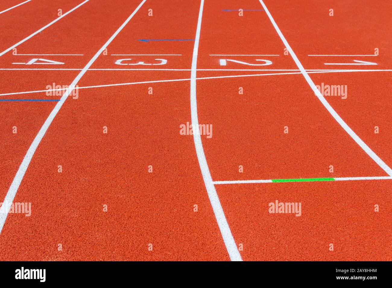 Runway mark on an athletics track Stock Photo - Alamy