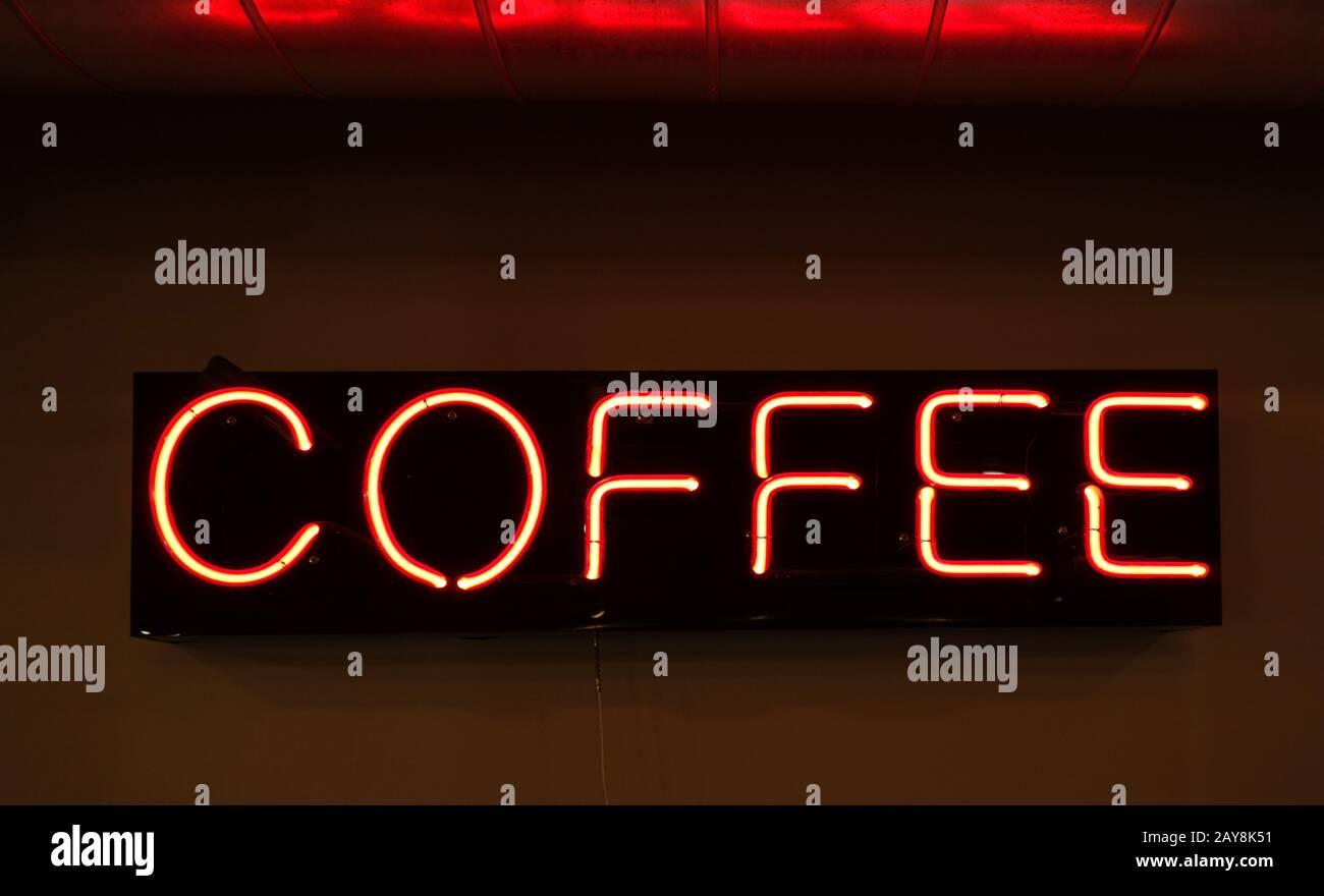 Neon coffee sign Stock Photo - Alamy