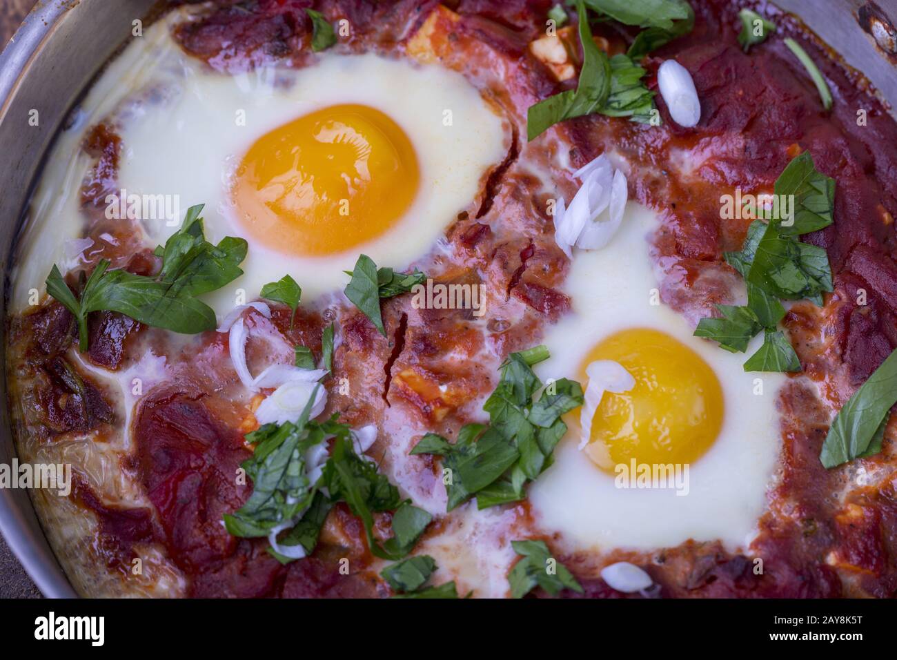 Israeli shakshuka in pan hi-res stock photography and images - Alamy