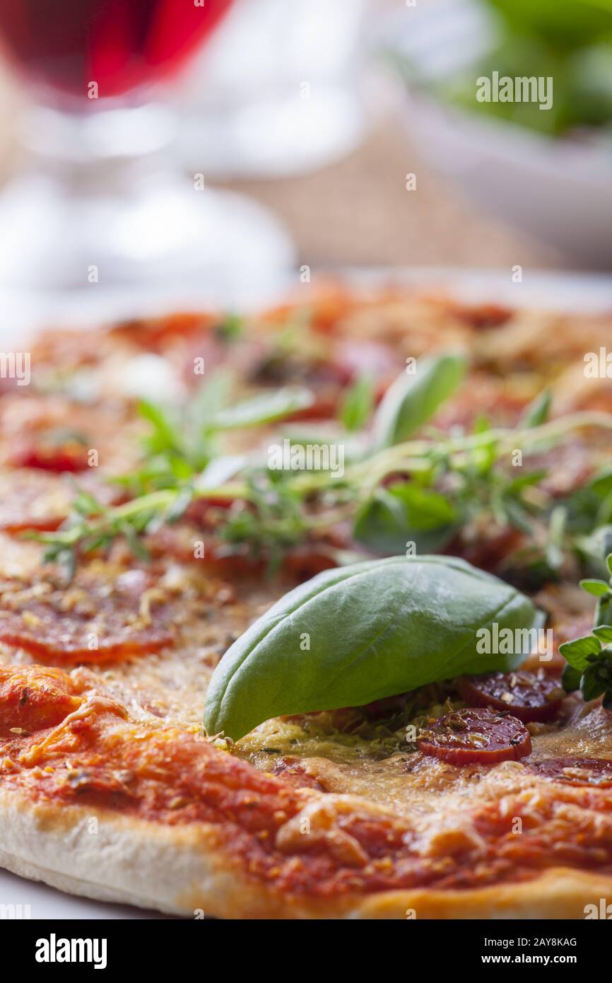Basil on Pizza Stock Photo - Alamy