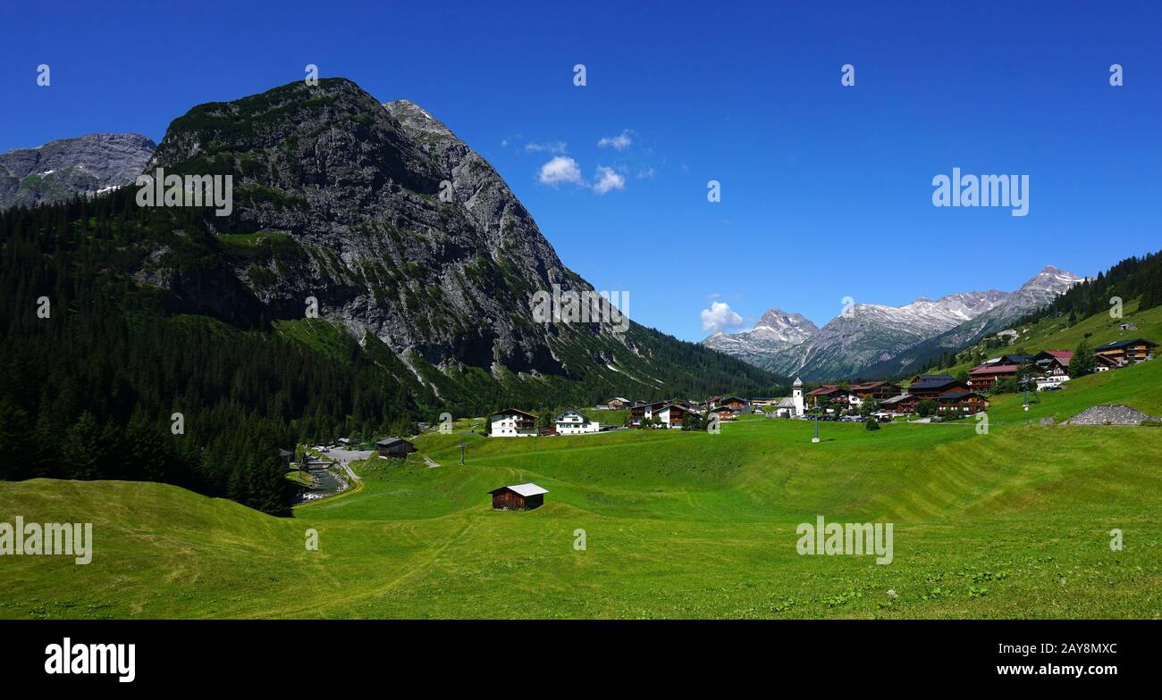 alpine landscape, Vorarlberg, Austria, Europe, alpine village zug Stock ...