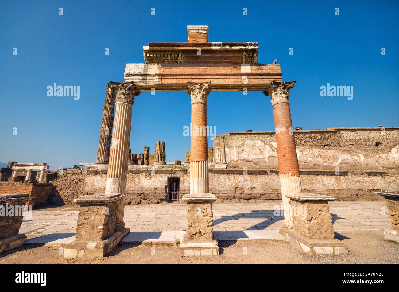 Ruins of the ancient roman city of Pompeii, which was destroyed by ...