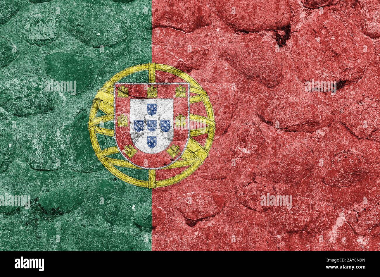 Portugal Flag on a stone wall Stock Photo - Alamy