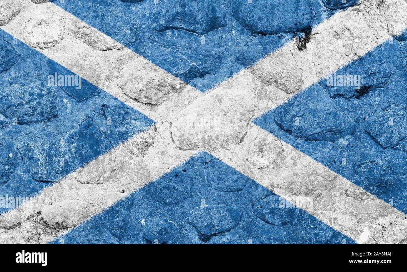 Scotland Flag on a stone wall Stock Photo - Alamy
