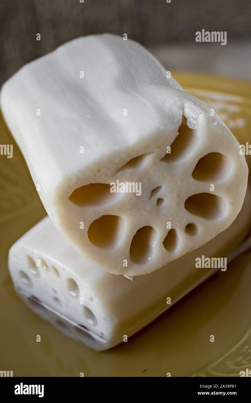 Boiled lotus roots Stock Photo - Alamy