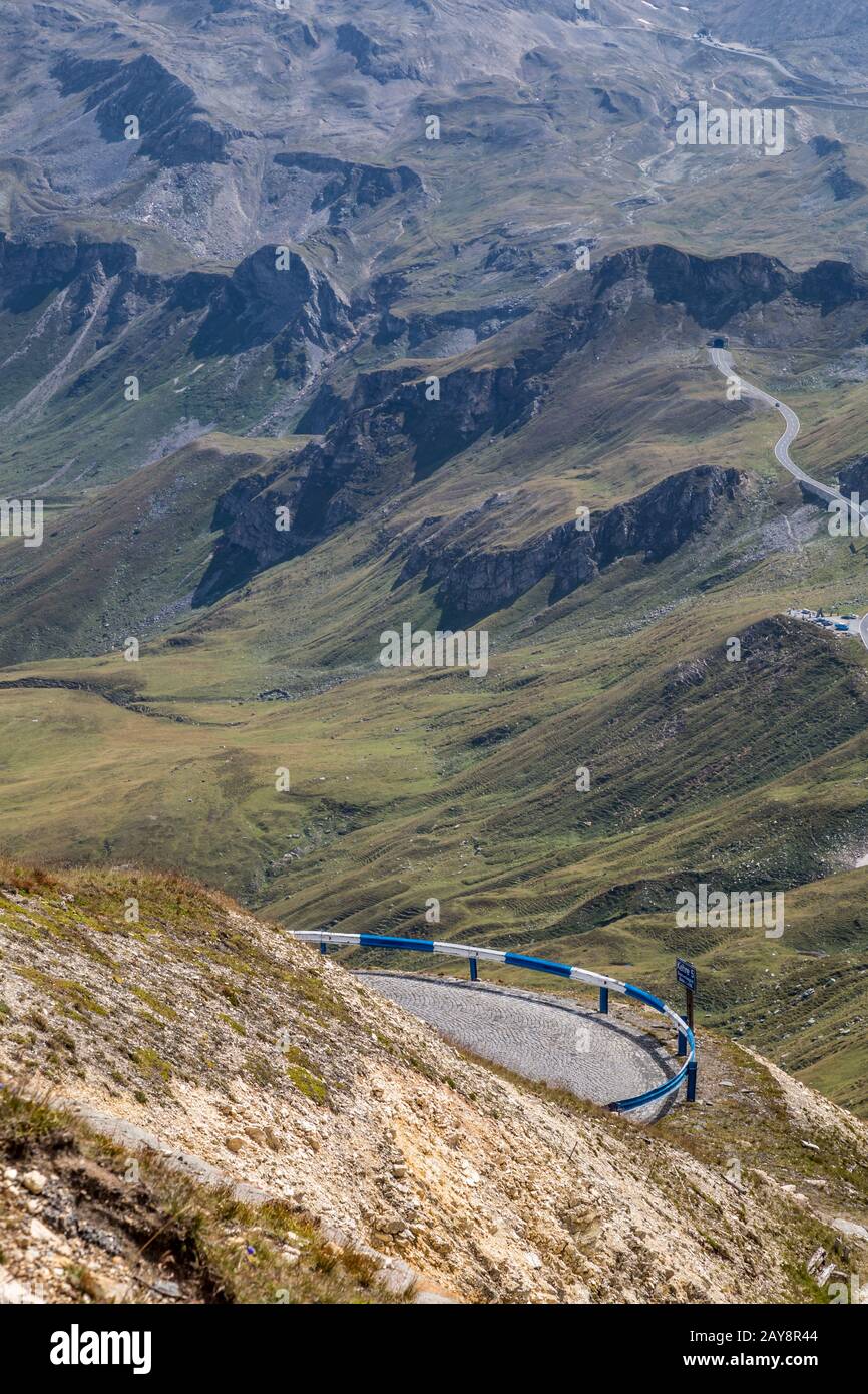 Alpine valley, high mountain roads Stock Photo - Alamy