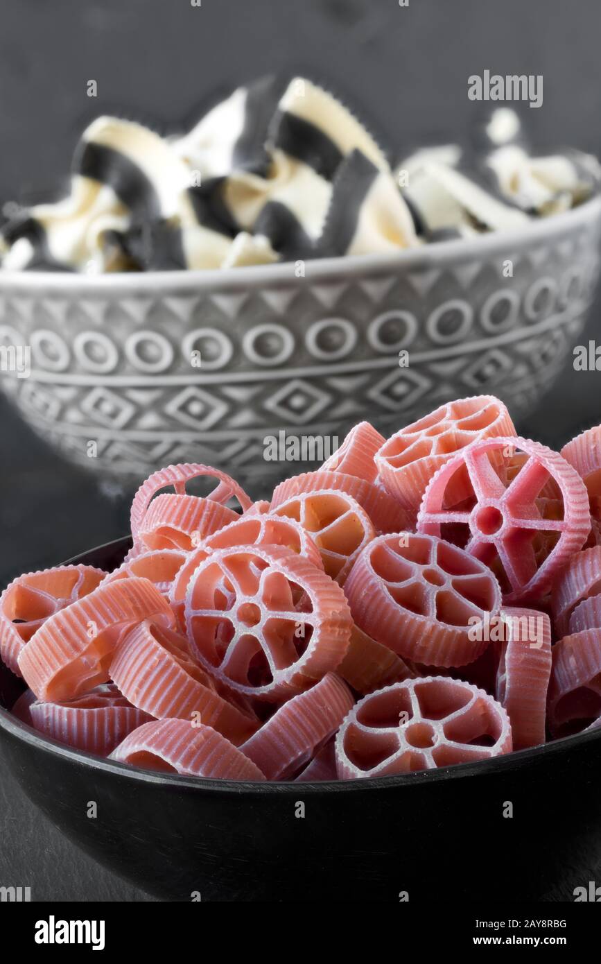 Red ruote - wheels, Italian pasta Stock Photo - Alamy