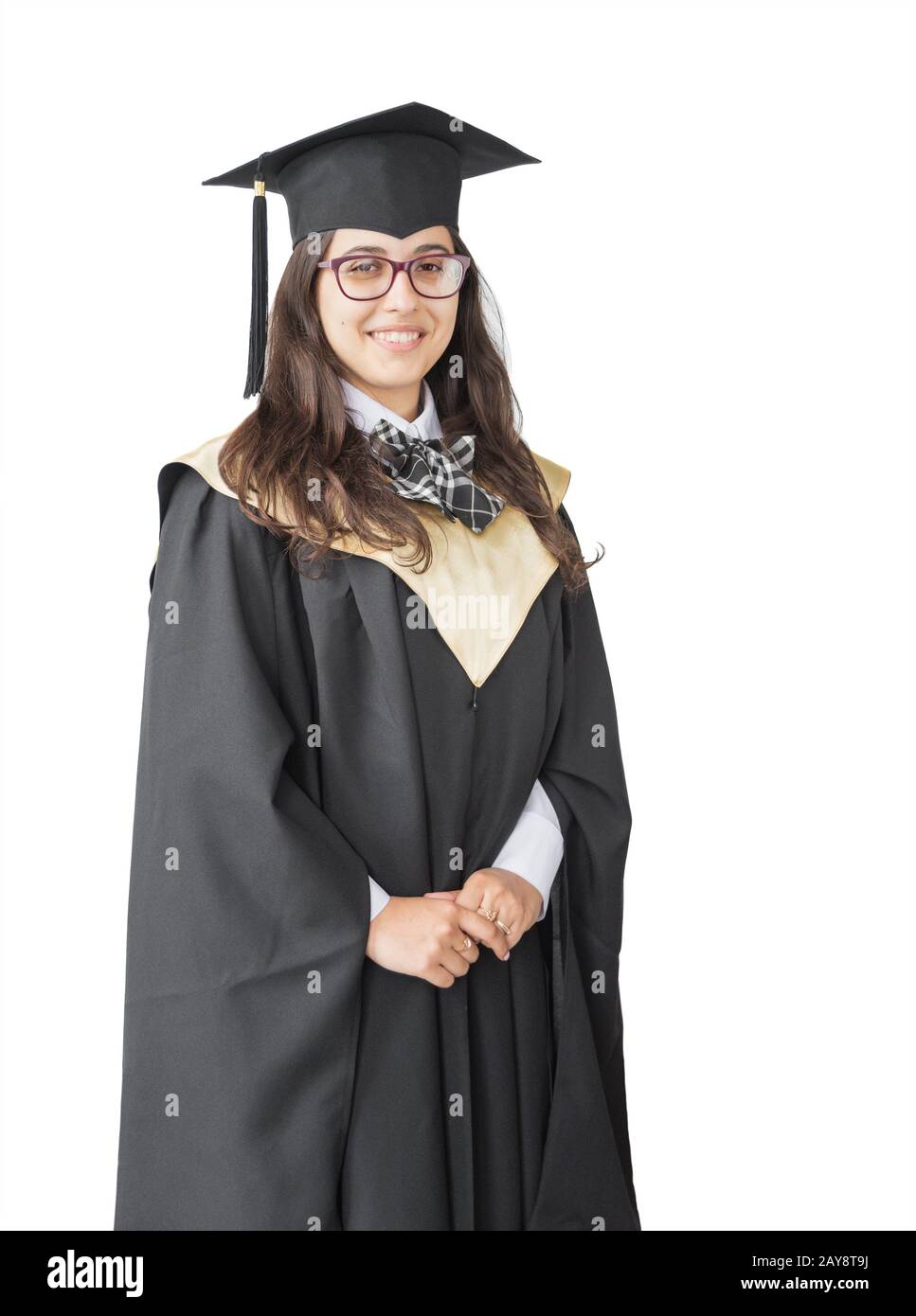 Girl graduate of the University on white background Stock Photo - Alamy