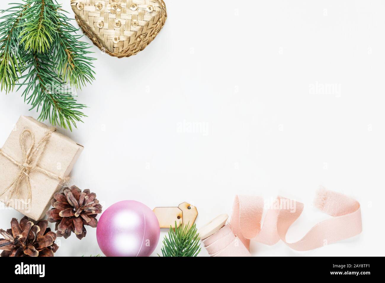 Christmas frame on a white background Stock Photo - Alamy