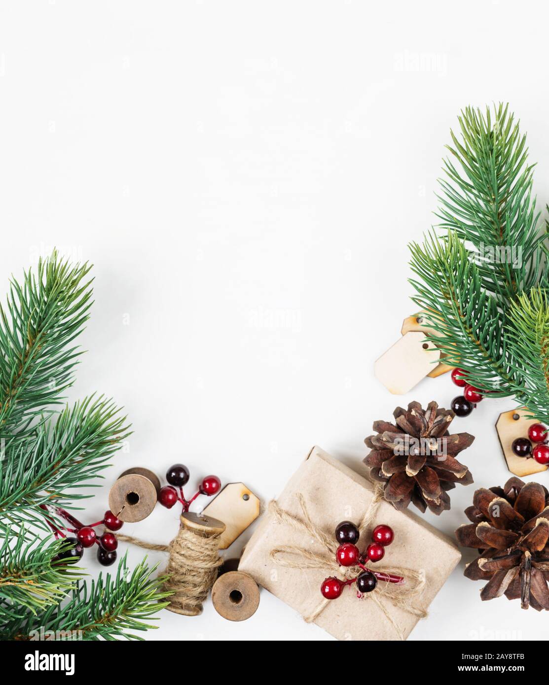 Christmas frame on a white background Stock Photo - Alamy