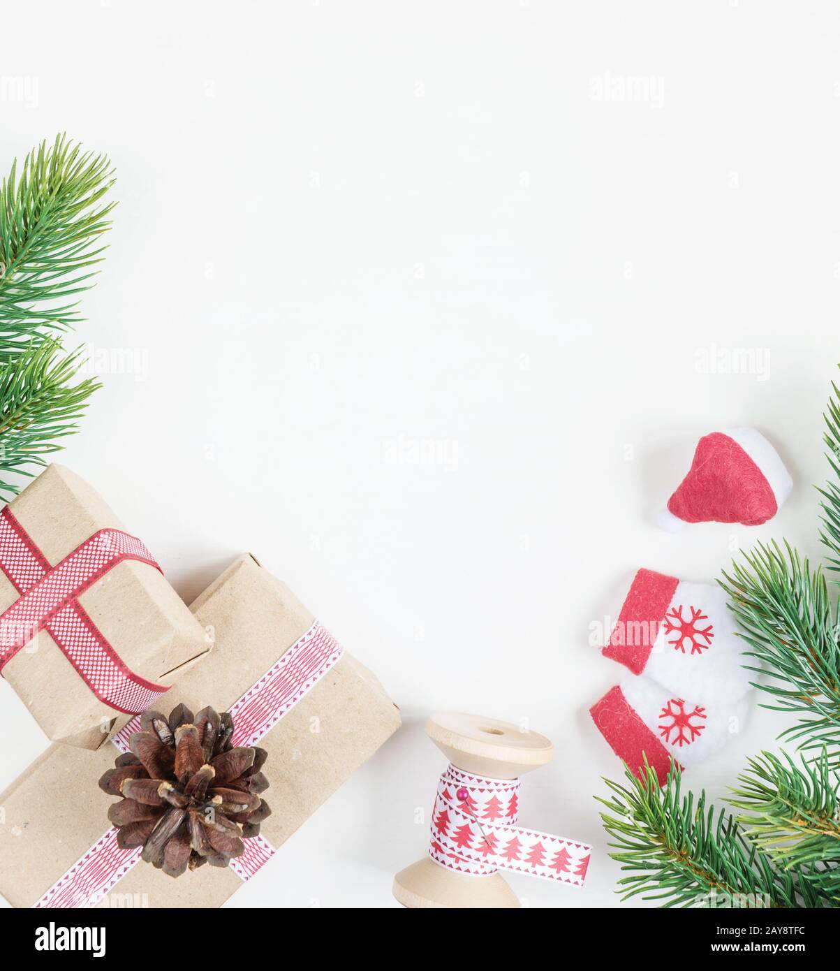 Christmas frame on a white background Stock Photo - Alamy