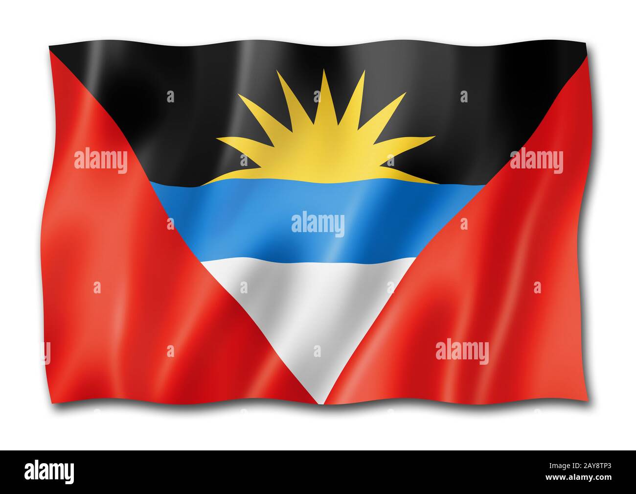 Antigua and Barbuda flag isolated on white Stock Photo - Alamy